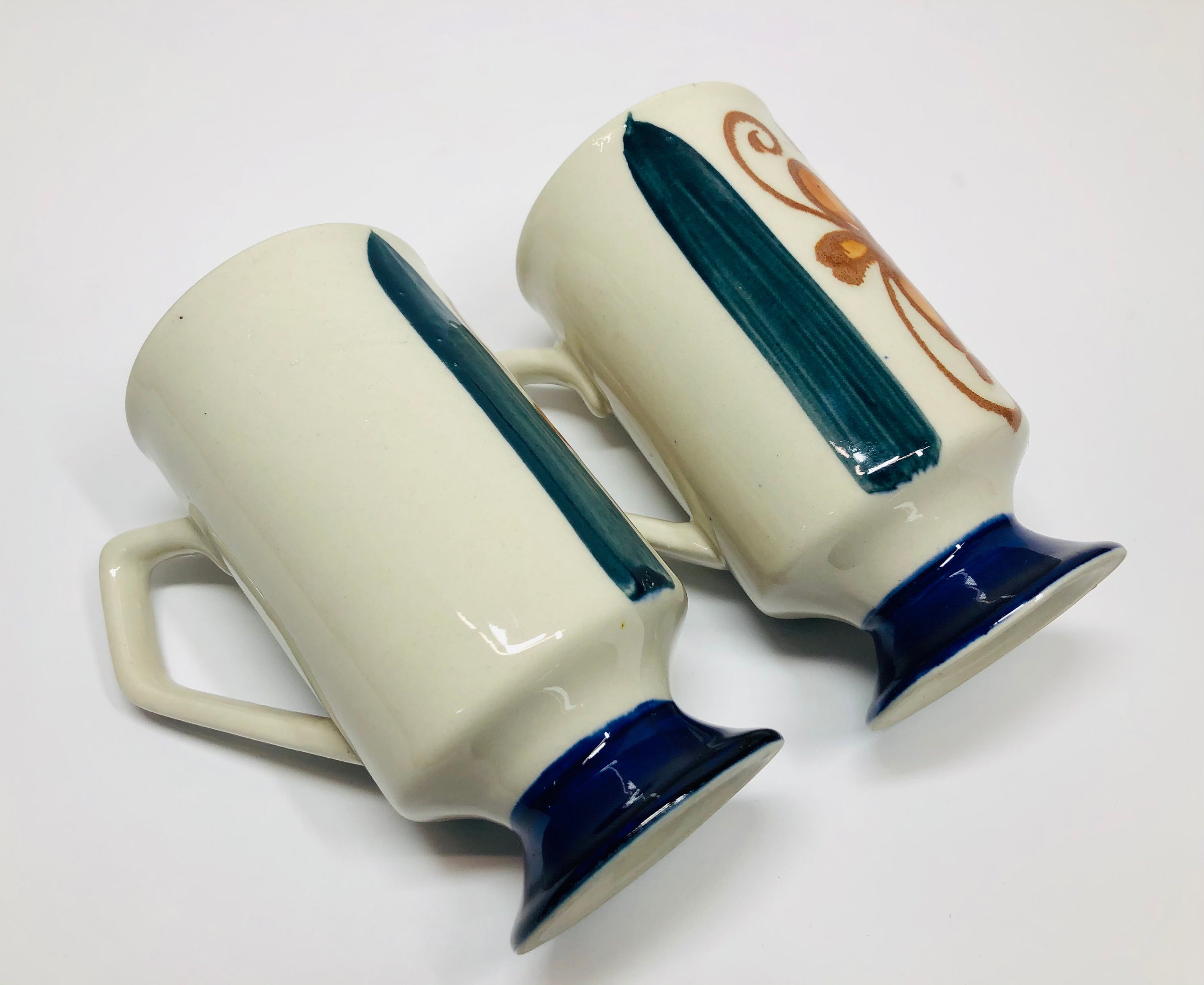 Vintage Ceramic Footed Mugs Floral Irish Coffee Mugs Mid | Etsy