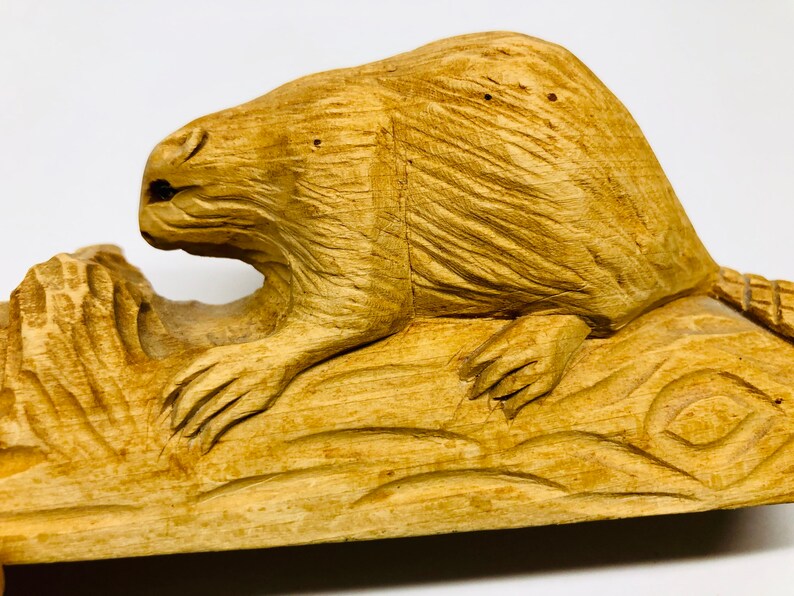 Vintage C. Dube Beaver Wood Carving Sculpture Clement Dube | Etsy