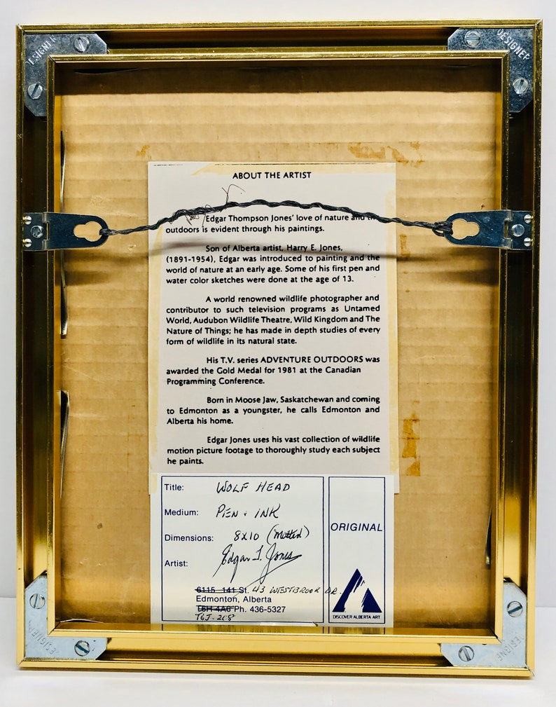 Vintage Signed Edgar T. Jones Timber Wolf Drawing Pen and Ink - Etsy