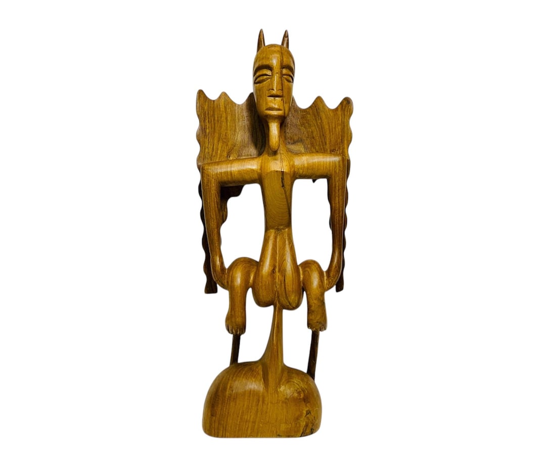 Vintage Large Sasabonsam Teak Carving Sculpture African Vampire Ashanti ...