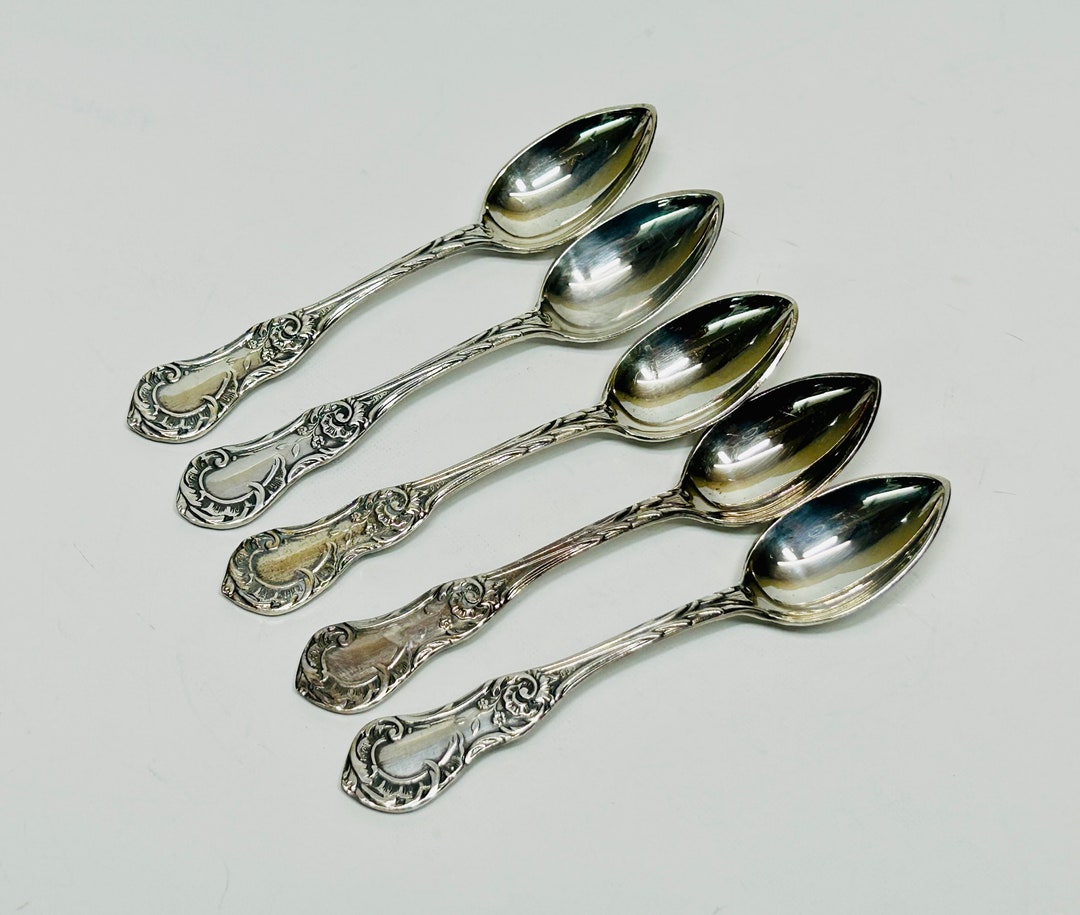 Vintage German Silver Plated Dessert Spoons Set 90 10 Marks Art Nouveau ...