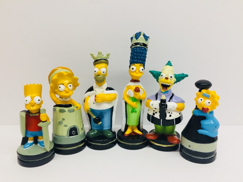 Simpsons Character Figurines Simpsons Chess Pieces Homer Marge - Etsy