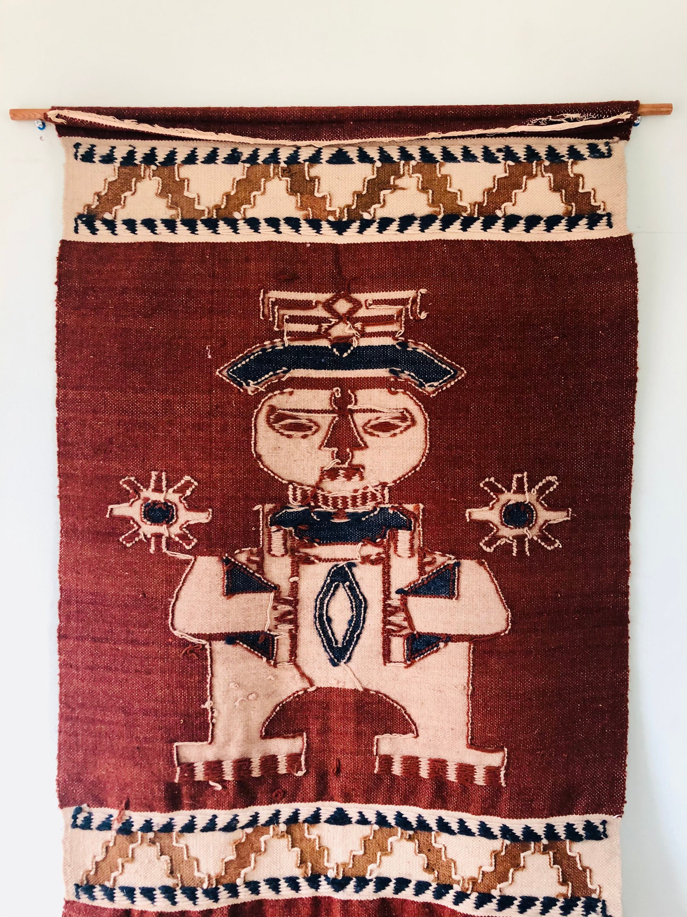 Vintage Wool Mayan Aztec God Wall Hanging Wool Tapestry | Etsy
