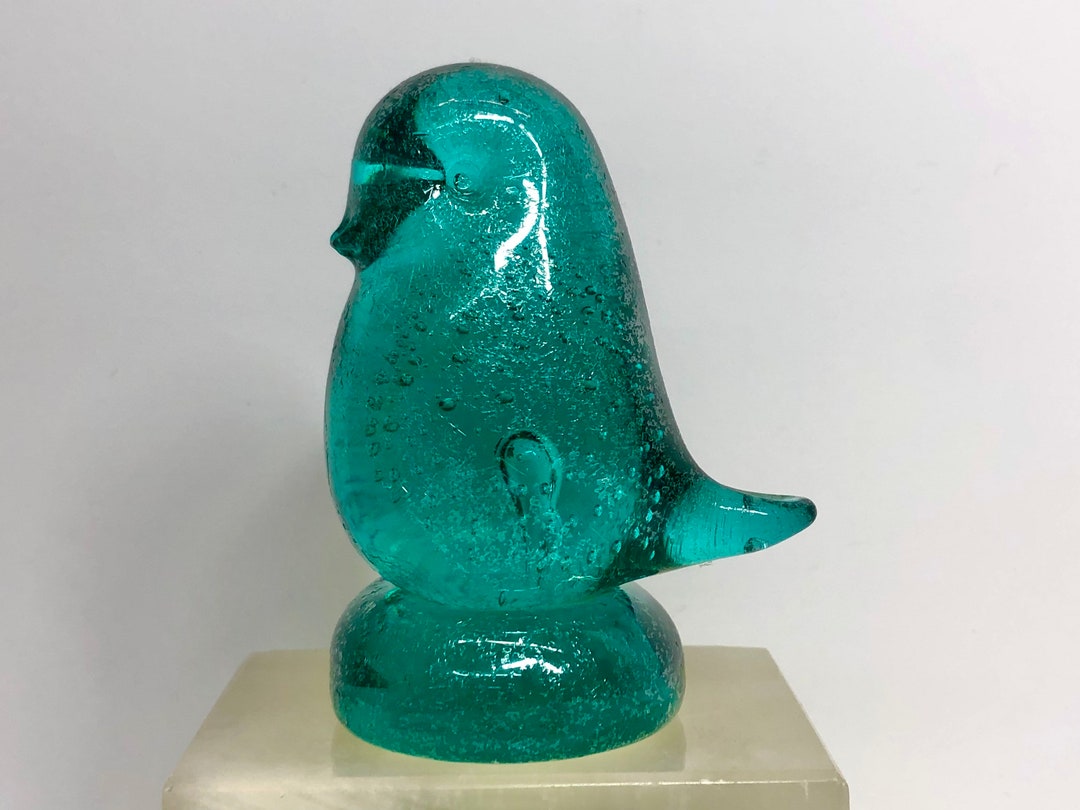 Vintage Altaglass Teal Bird Figurine With Original Sticker Medicine Hat ...