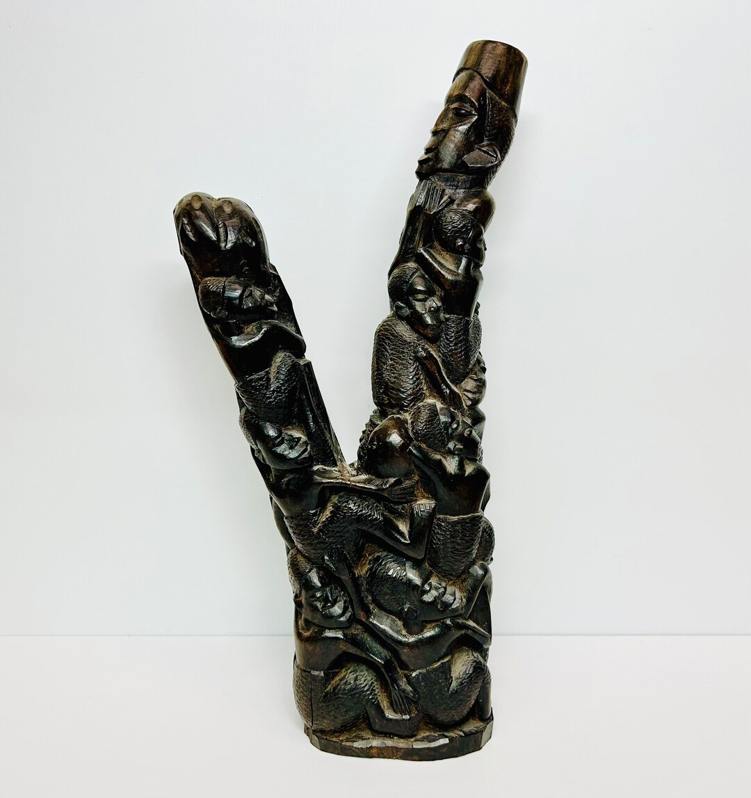 Vintage Makonde Tree of Life Ujamaa Sculpture Ornate Wooden Sculpture ...