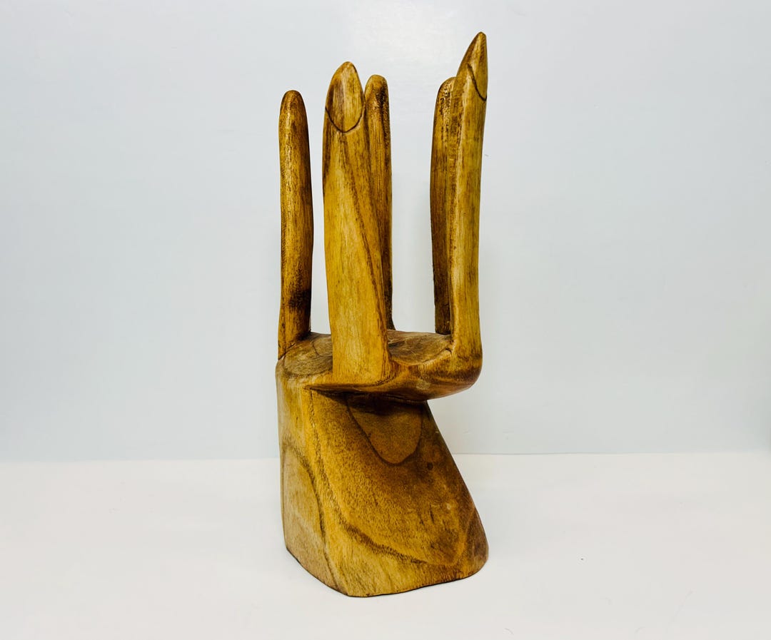 Vintage Carved Wooden Hand Wine Bottle Holder Hand Sculpture Tiki Bar ...