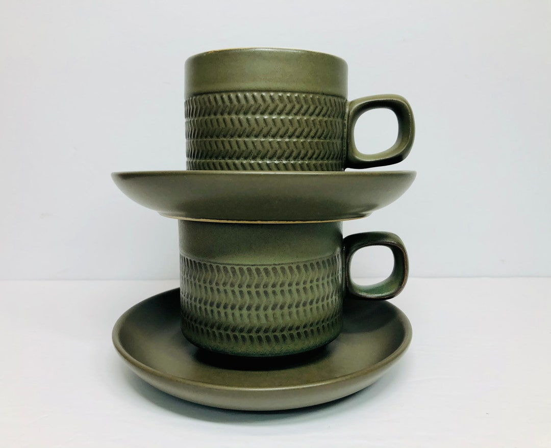 Vintage Denby Camelot Teacups and Saucers Denby Chevron 1961 Designer ...