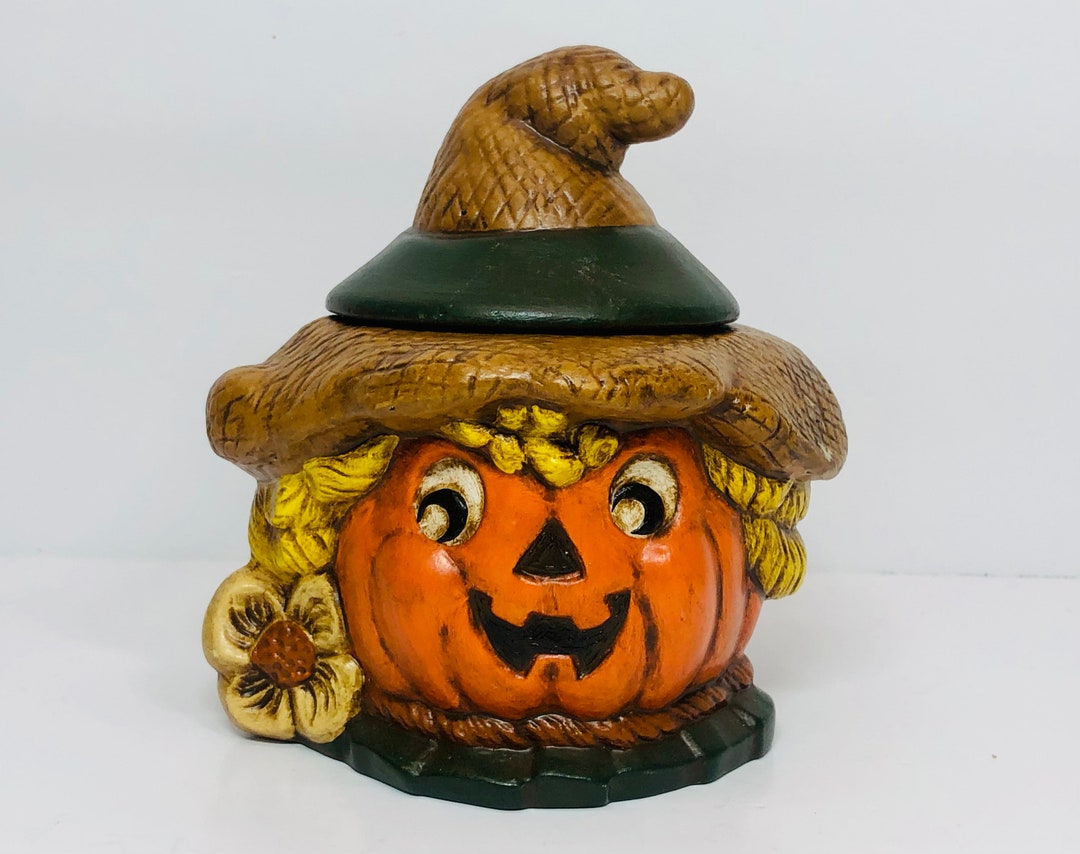 Vintage Ceramic Jack O Lantern Candy Jar Vintage Halloween 1980s ...