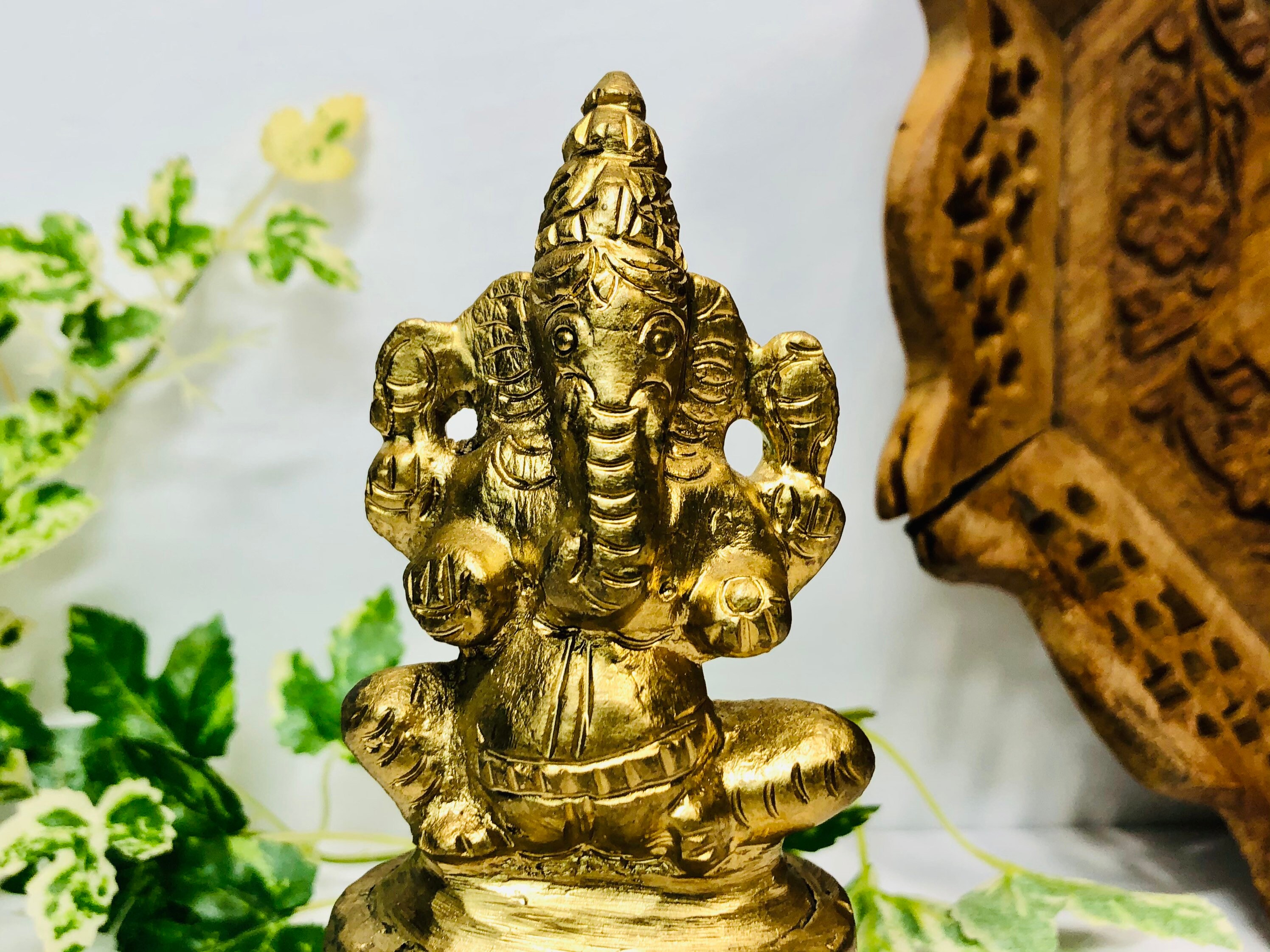 Vintage Brass Ganesha Statue Hand Painted Gold Brass Ganesh | Etsy