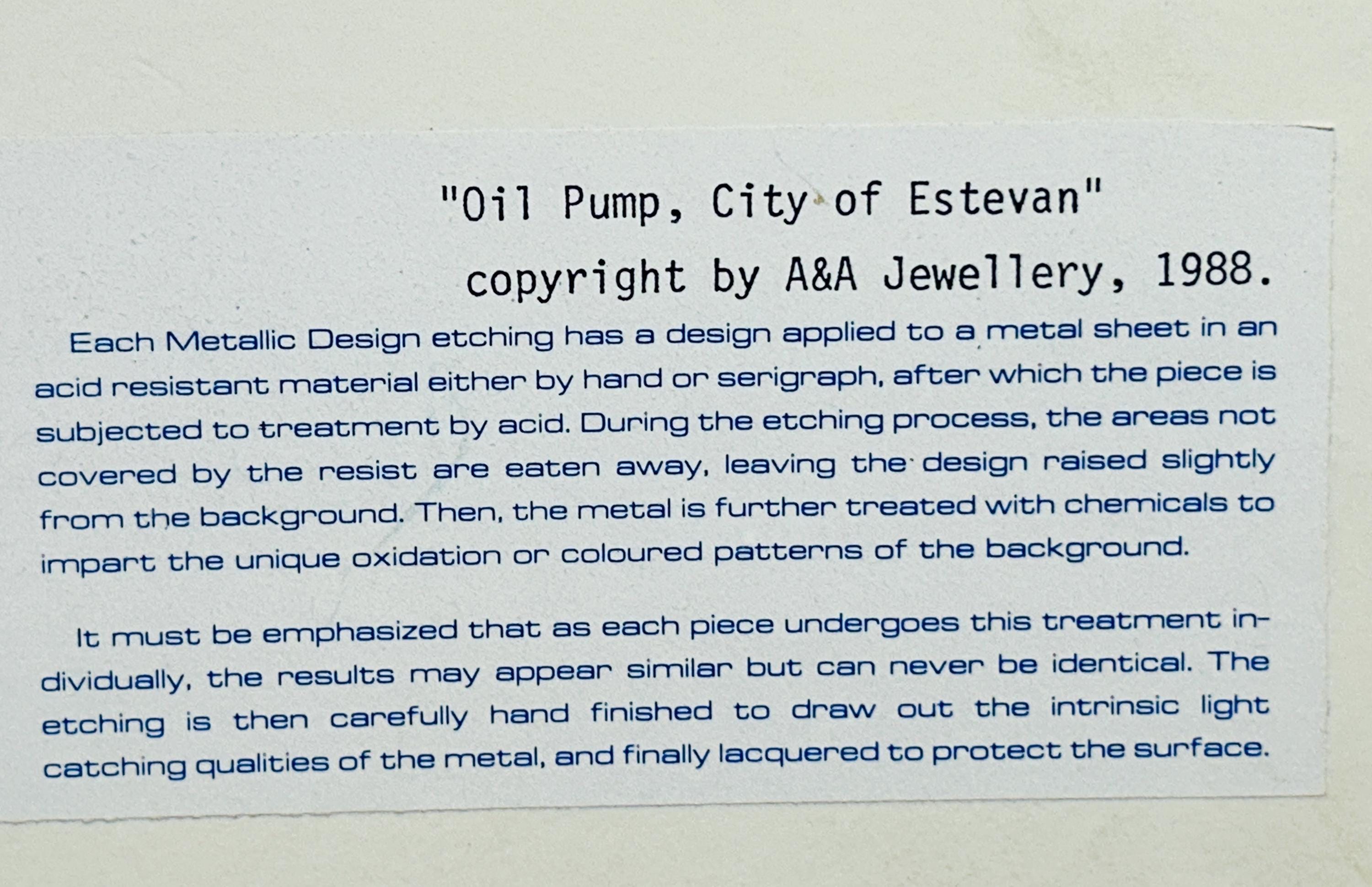 Vintage Acid Etching Oil Pump City of Estevan Wall Hanging Saskatchewan ...