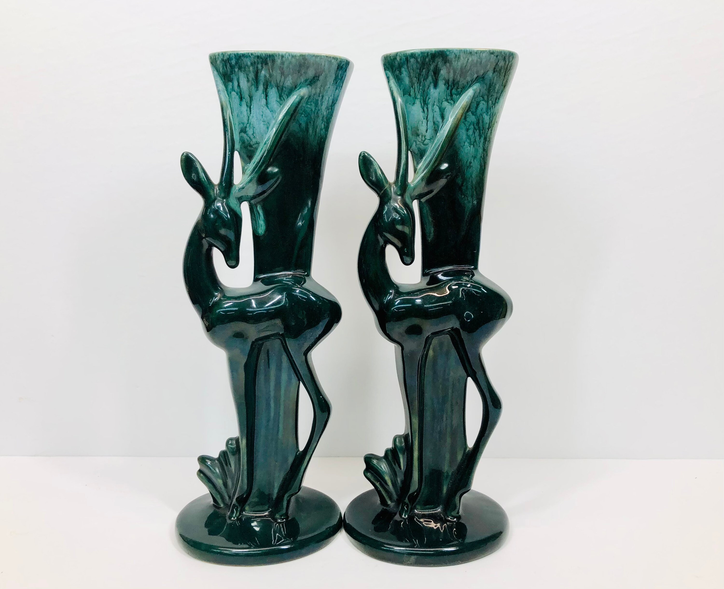 Vessels Blue Green Black Alrun Guest for Haeger Drip Glass Covered ...