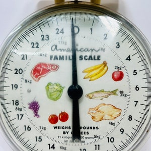 Vintage American Family Kitchen Scale With Fruits Vegetable Meat Design ...