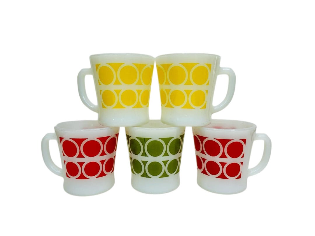 Vintage Fire King Mug: Geometric Circles, Anchor Hocking - Etsy