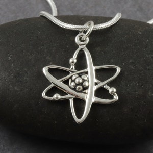 Silver Atom Necklace, Sterling Silver Atom Pendant, Dainty Atom Charm ...