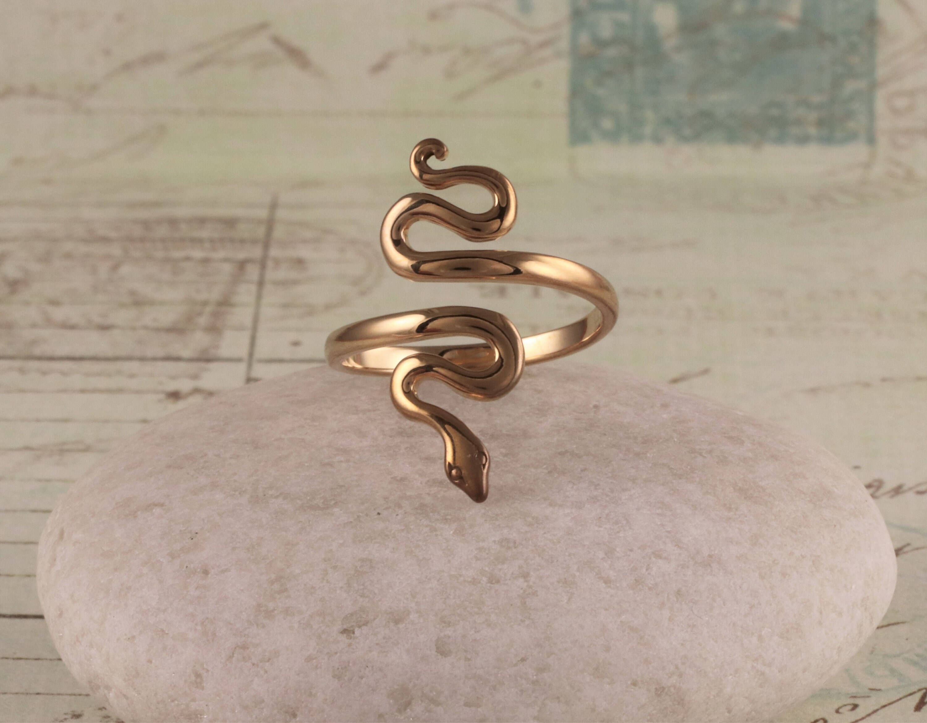 Solid Bronze Adjustable Snake Ring Silver Serpent Ring - Etsy