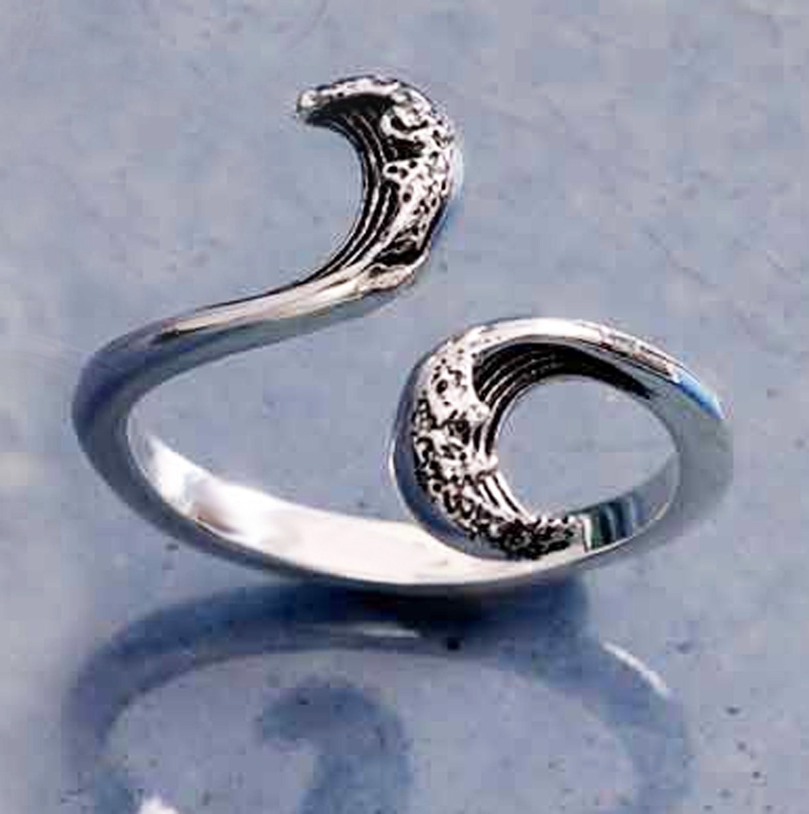 Adjustable Sterling Silver Ocean Wave Ring, Beach Jewelry - Etsy