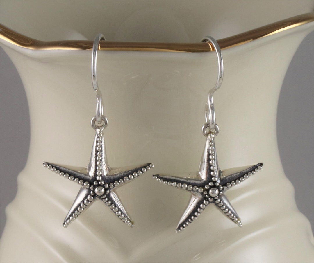Boucles d'oreilles étoile de mer en argent sterling, bijoux de plage ...