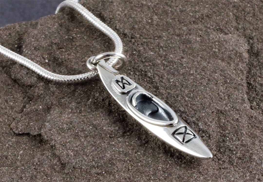 Sterling Silver Kayak Necklace, Silver Kayak Pendant, Beach, River ...