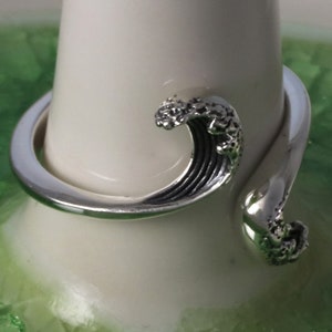 Sterling Silver Ocean Wave Ring, Adjustable Silver Wave Ring, Surfer ...
