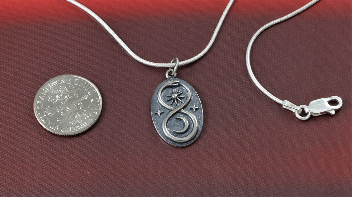 Sterling Silver Infinity Snake Necklace With Sun and Moon - Etsy