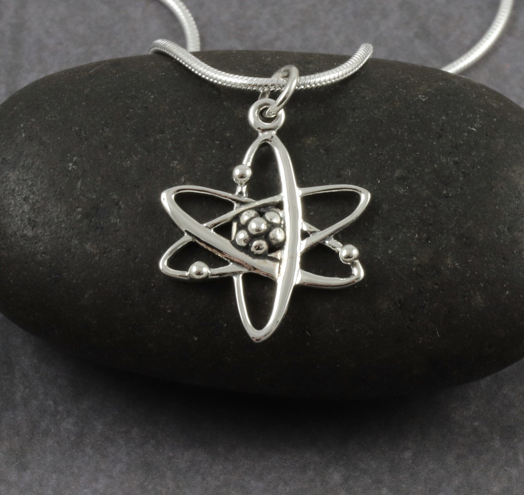 Silver Atom Necklace, Sterling Silver Atom Pendant, Dainty Atom Charm ...