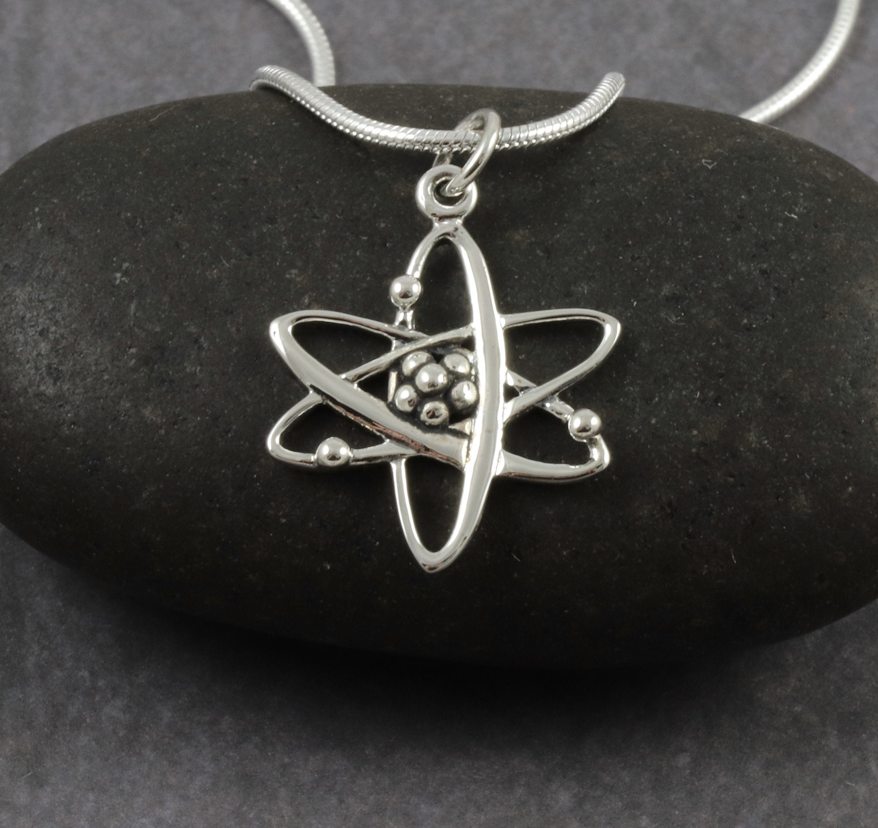 Silver Atom Necklace, Sterling Silver Atom Pendant, Dainty Atom Charm ...