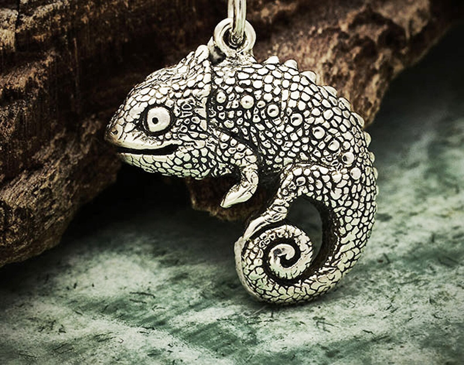 Sterling Silver Chameleon Necklace Small Lizard Pendant - Etsy