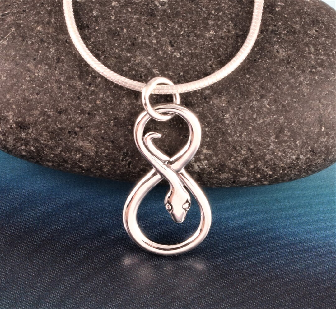 Sterling Silver Infinity Snake Pendant, Silver Snake Necklace, Silver ...