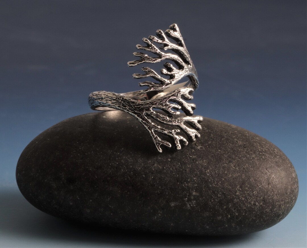 Sterling Silver Sea Coral Ring, Silver Adjustable Coral Ring, Beach ...