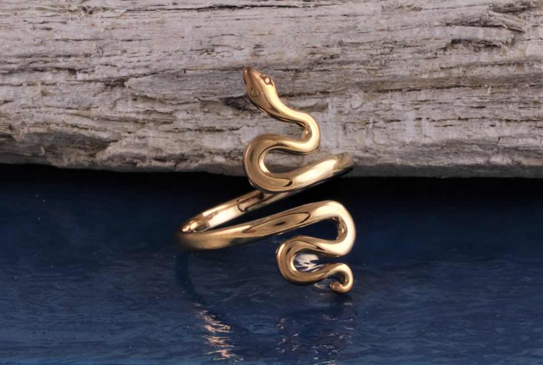 Bronze Snake Ring, Silver Serpent, Adjustable Goddess Jewelry - Etsy
