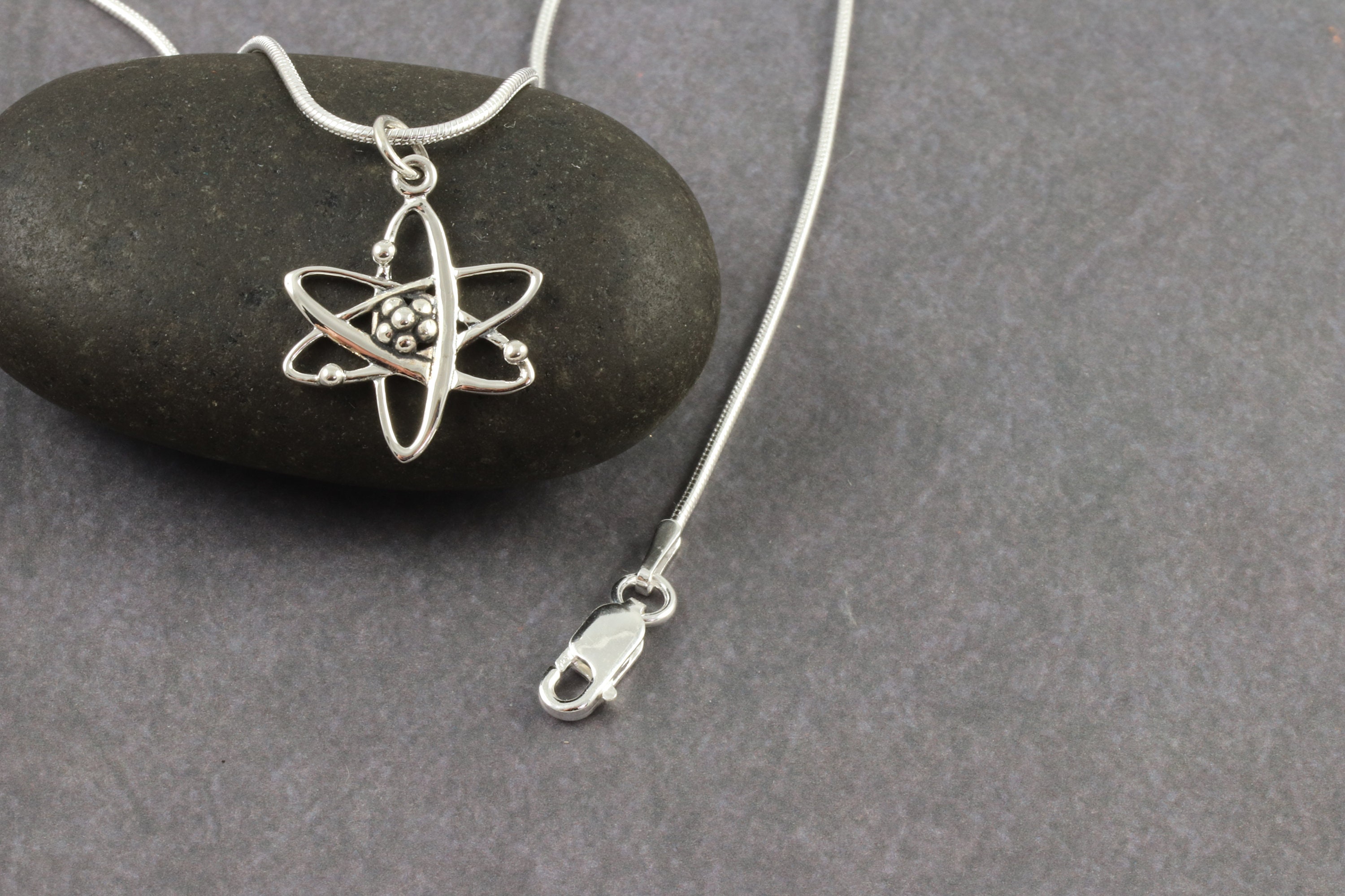 Silver Atom Necklace Sterling Silver Atom Pendant Dainty - Etsy UK