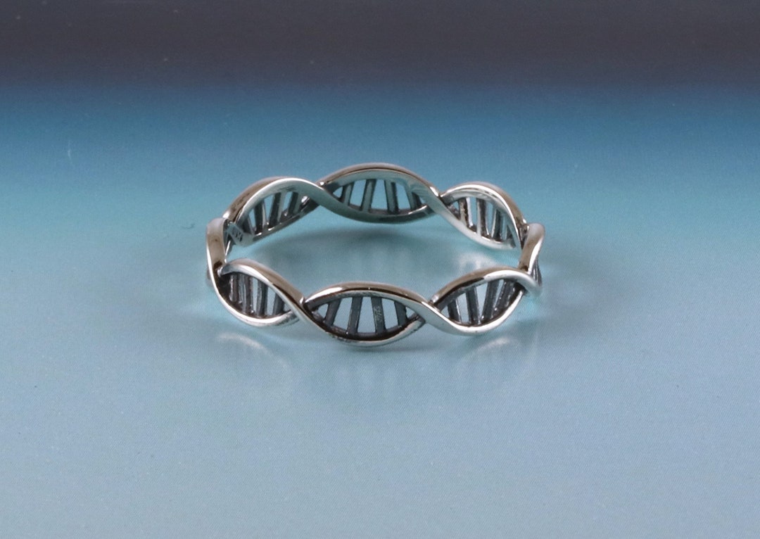 Sterling Silver DNA Ring, Science Jewelry, Double Helix Ring, Fun Whimsical DNA Ring, Stem ...