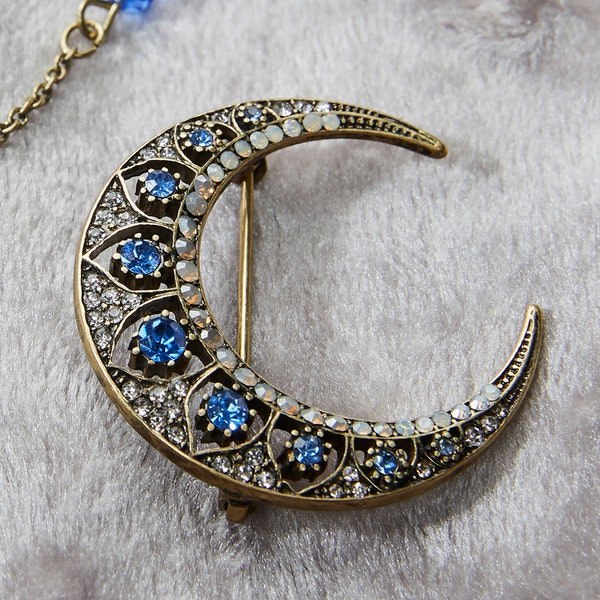 Crescent Moon Brooch - Etsy