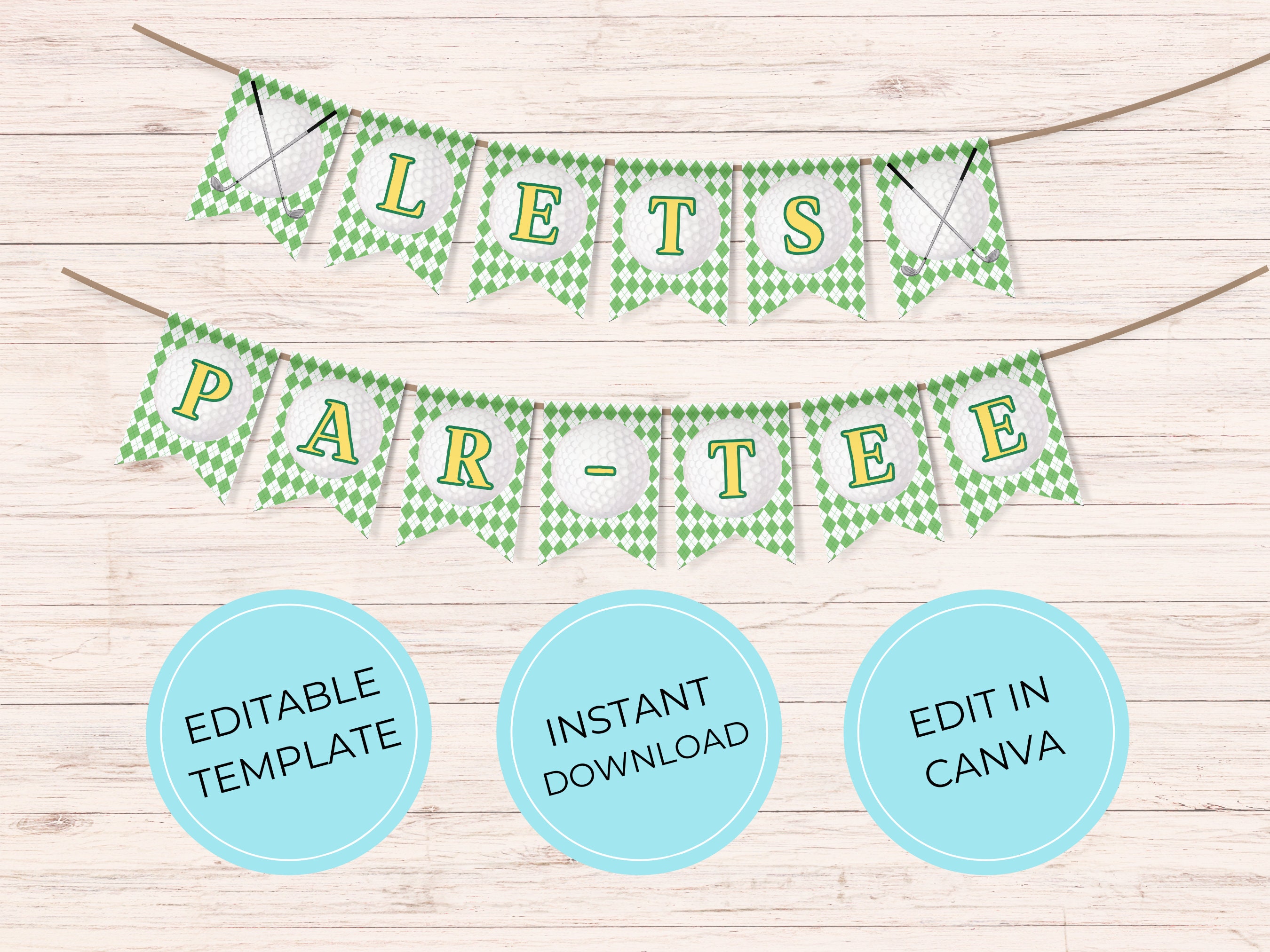 Masters Golf Watch Party Decorations Template Bundle, Invitation ...