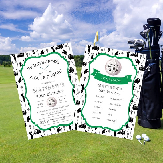 50th Birthday Golf Invitations Templates