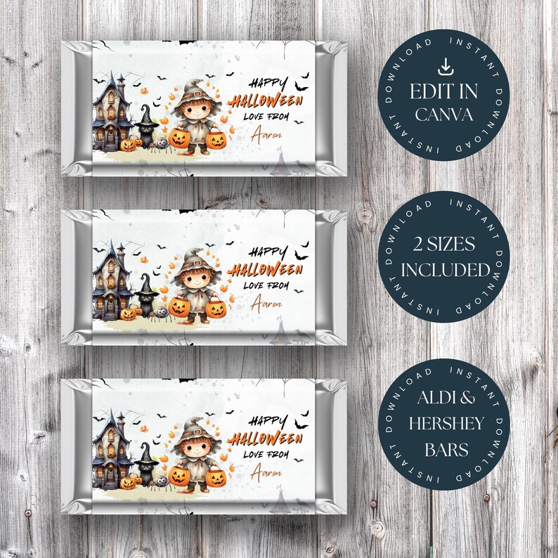 Editable Halloween Chocolate Bar Wrapper Template, Boys Spooky Haunted ...