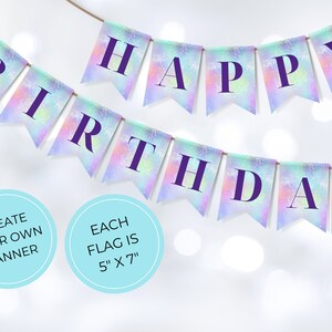 Printable Bunting Birthday Party Banner Template, Ombre Purple Rainbow ...