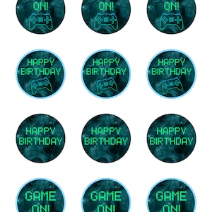 Retro Video Game Cupcake Toppers Template, Instant Download, Round 2" X ...