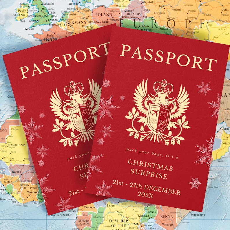 Printable Christmas Passport & Boarding Pass Vacation Template, Edit in ...
