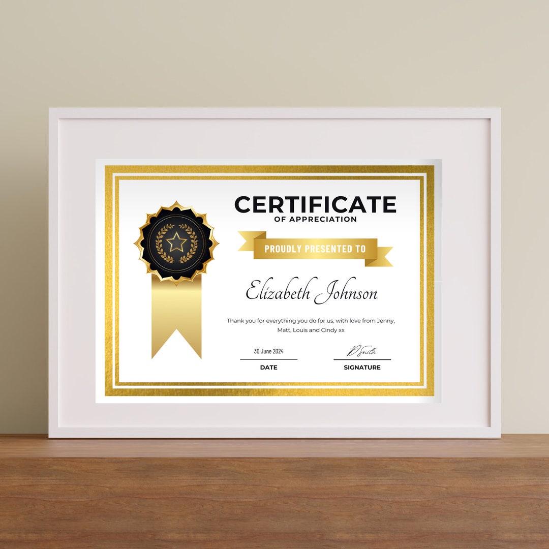 Certificate of Appreciation Printable PDF, Instant Download, Print ...