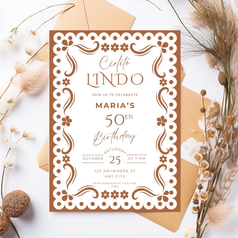 Cielito Lindo 50th Birthday Party Invitation, Digital Template, Papel ...