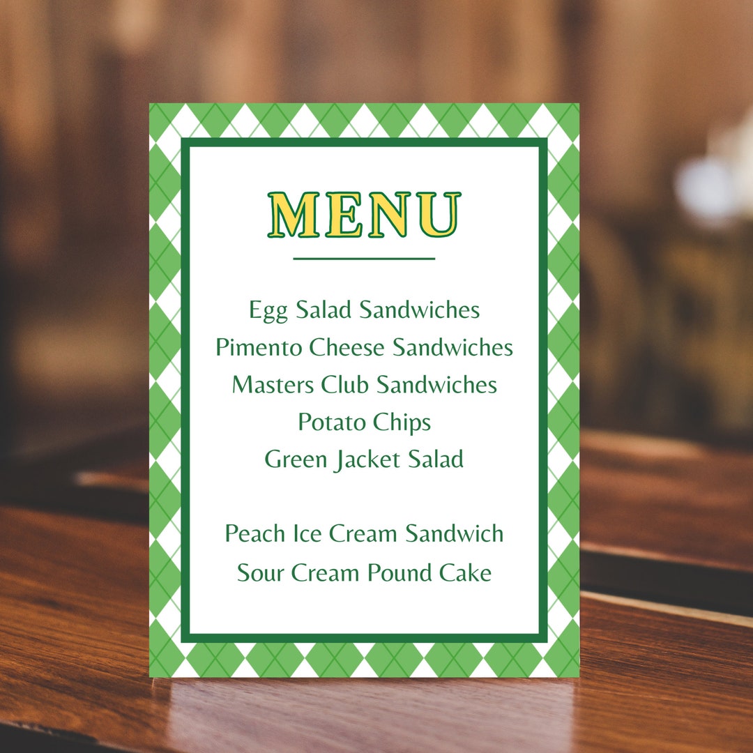 Editable Golf Masters Party Menu Template, Masters Viewing Party ...