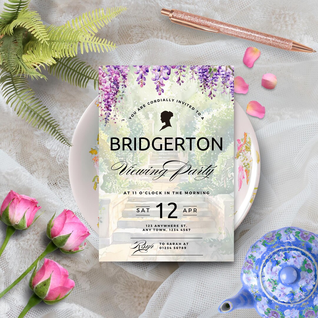 Bridgerton Viewing Party Invitation, Digital Template, Wisteria Watch ...
