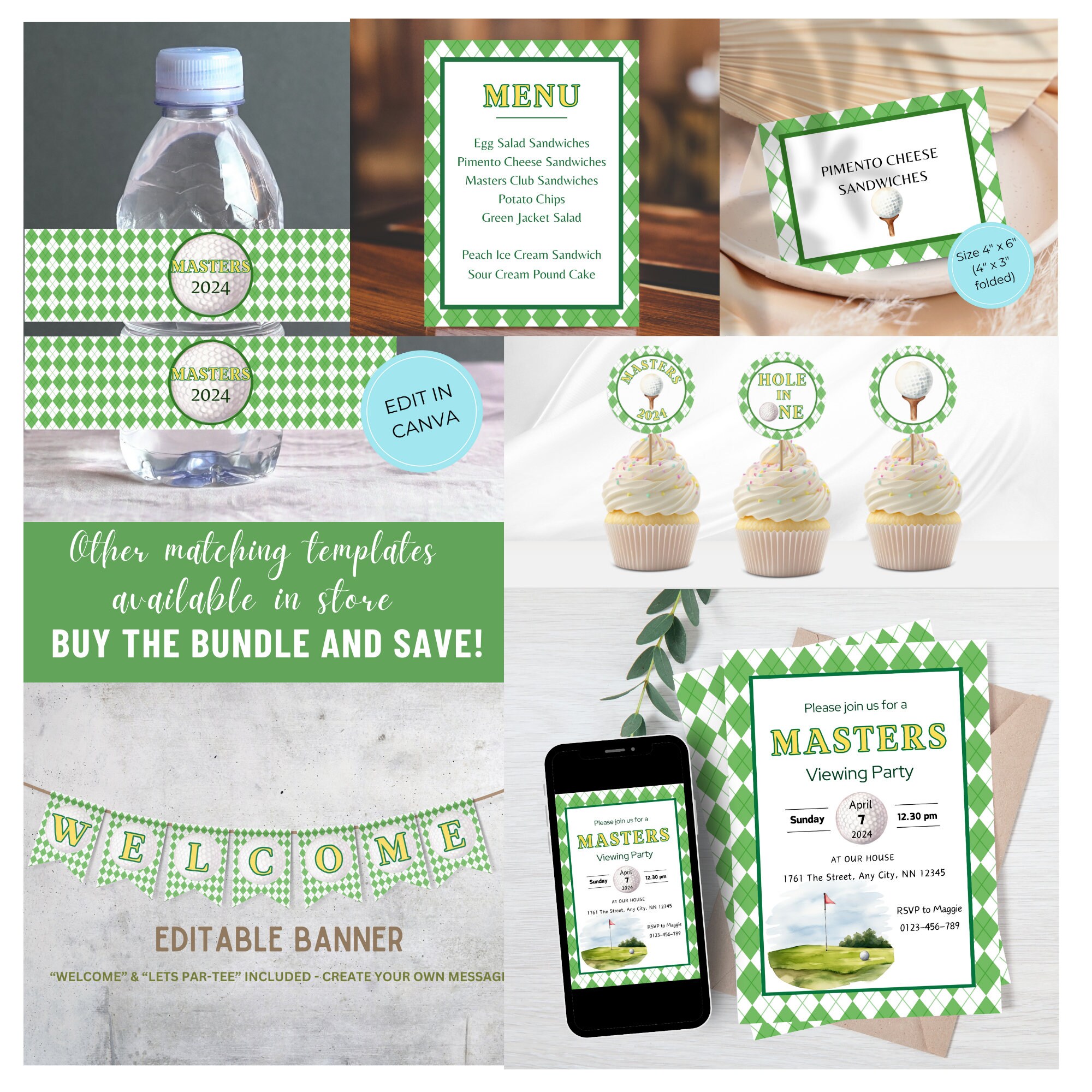 Editable Golf Masters Food Labels Template, Masters Viewing Party ...