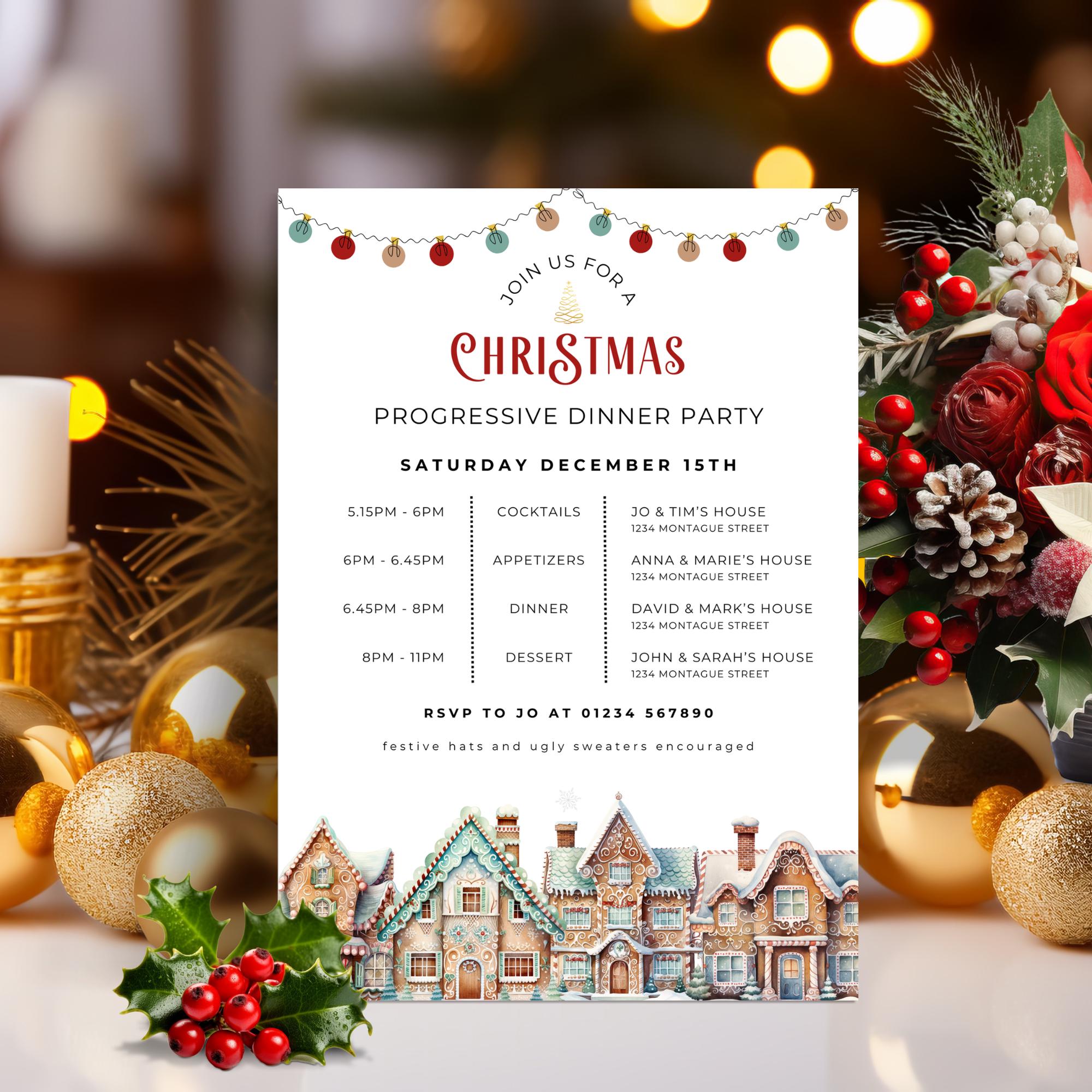 Progressive Christmas Party Invitation, Digital Template, Roaming ...