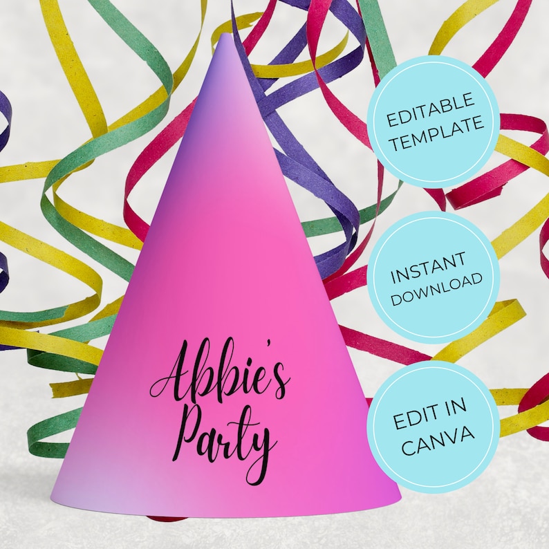 Party Hat Template Instant Download Paper Hat Template Birthday Party ...