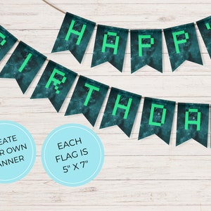 Editable Retro Gaming Party Birthday Bunting Banner Template Instant ...