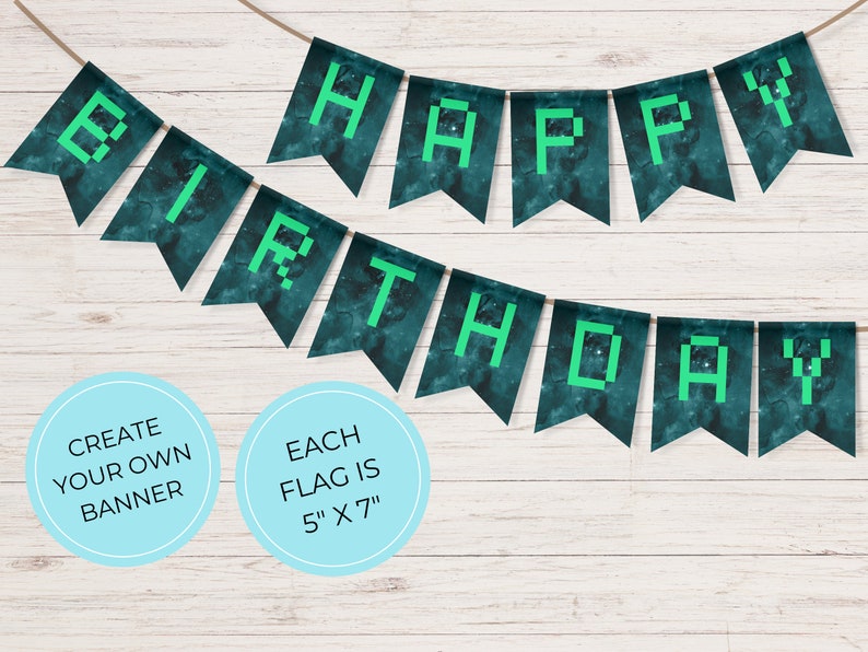 Editable Retro Gaming Party Birthday Bunting Banner Template Instant ...
