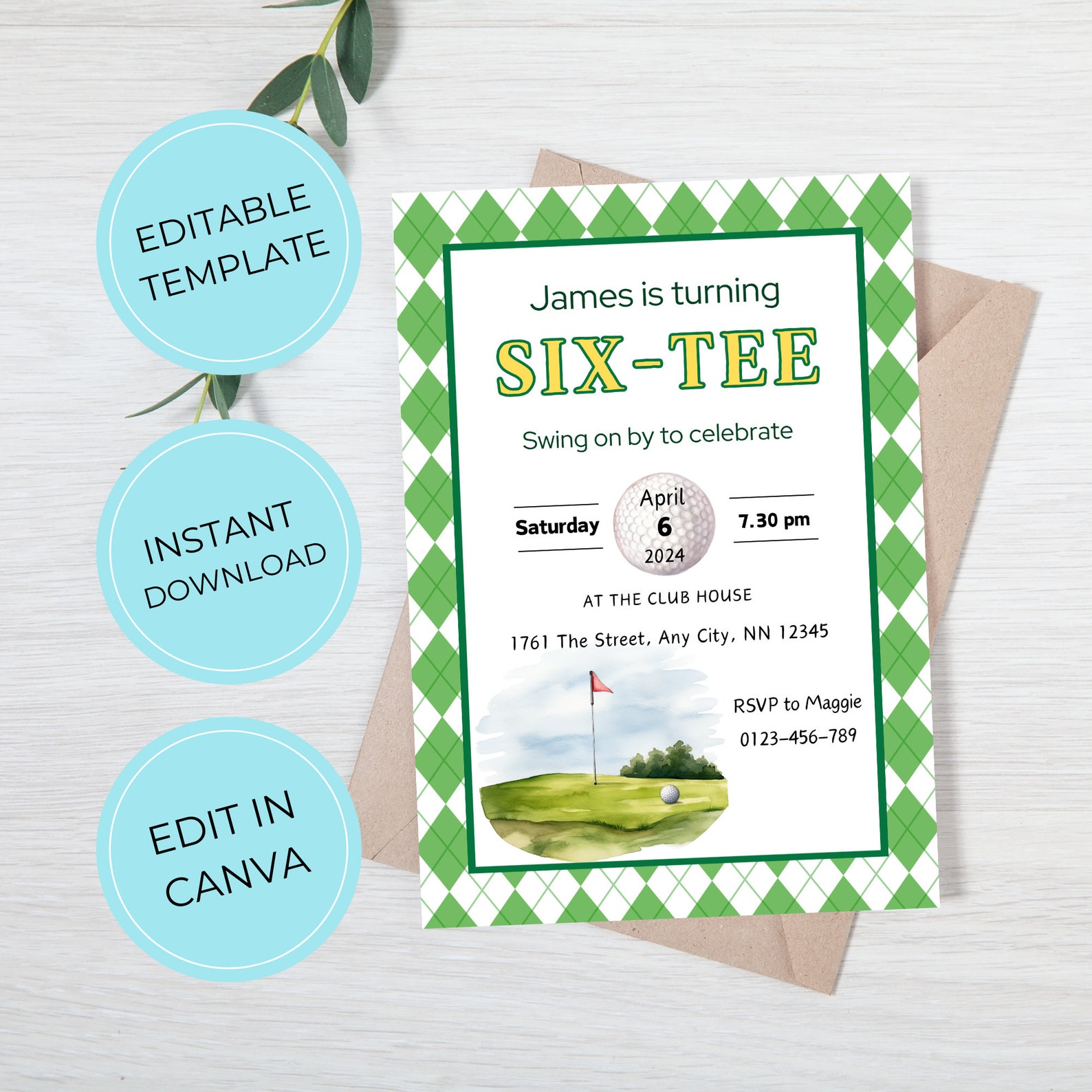Funny Golf 60th Birthday Party Invitation Template, Instant Digital ...
