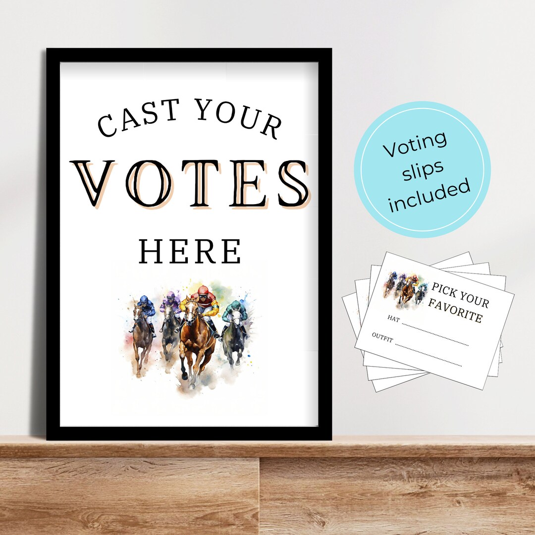 Vote Here Sign & Ballot Slips Template, Kentucky Derby Party, Racing ...